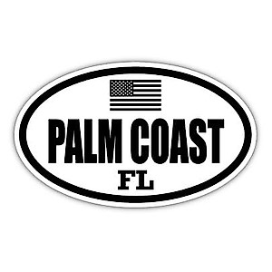 3 Pack Reflective Palm Coast FL Florida Flagler County Stealthy US Flag Euro Decal Sticker Vinyl for Hard Hats, Bottles, Glass, Toolbox 2" x 3"
