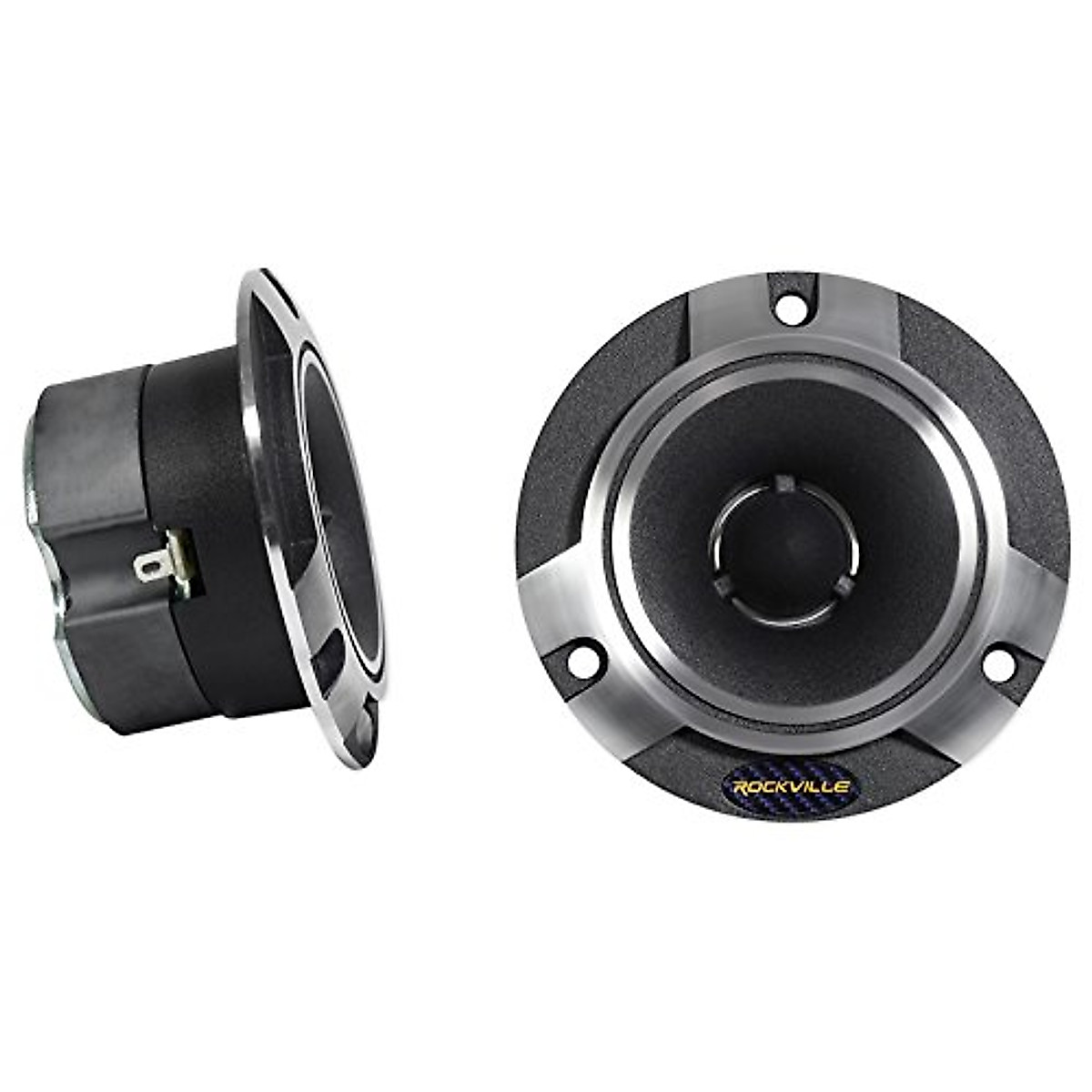 Pair Rockville RT5 2.8" Aluminum Car/Pro Tweeters w Titanium Diaphragm+Kapton VC, Silver