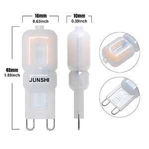 JUNSHI G9 LED Bulb 2.5W(20W 25W Halogen Equivalent) 3000K Warm White 210 Lumens Non-Dimmable AC110-130V LED Light Bulb for Ceiling Light,Pack of 10