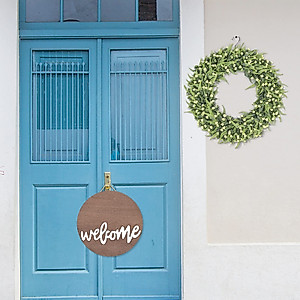 18'' Wreath for Front Door Artificial Spring Wreath for Wall with Green Leaves Porch Farmhouse Patio Garden Festival Celebration Window Party Decor Home Décor