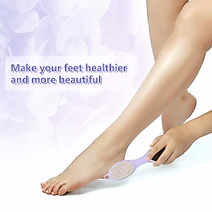 Fangze Pumice Stone Brush for Feet - 2 Pack Foot Brush Scrubber 4 in 1 Foot File Pedicure Paddle Kit for Foot Care (Lilac and Blue)