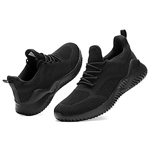 Mens Running Shoes Slip on Walking Tennis Sneakers Lightweight Breathable Mesh Workout Casual Sports Shoes Soft Sole Black