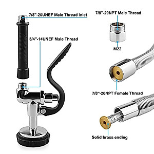 Launceter Spray Valve with 44 Inch Pre Rinse Hose,Pre Rinse Sprayer with Flexible Stainless Steel Hose for Commercial Kitchen Faucet, Black, 1 Set