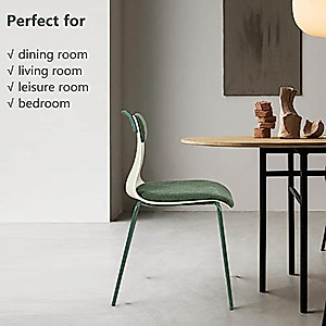 Modern Dining Room Chairs Set of 2, Ergonomic Design 15 ° Tilt Upholstered Leisure Chair for Living Room Bedroom, with Pad and Metal Legs, Green