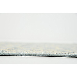 Unique Loom Botanical Collection Bohemian, Abstract, Traditional, Indoor and Outdoor Area Rug, 4' 0" x 6' 0", Light Blue/Beige