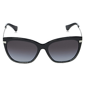 Ralph by Ralph Lauren Women's RA5267 Butterfly Sunglasses, Shiny Gradient Black Glitter/Grey Gradient, 56 mm