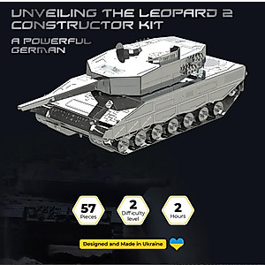 METAL TIME Model Leopard 2, 3D Puzzles for Adults or Teens, DIY Metal Puzzle Model Kit, 3D Metal Model Brain Teaser Puzzle - Great Gift Idea, 57 PCS.