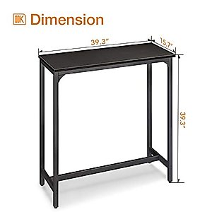 ODK 39" Bar Table, Bar Height Pub Table, Rectangle High Top Kitchen & Dining Tables with Sturdy Legs & Easy-to-Clean Top & 10 Min Quick Assembly, Indoor use, Black