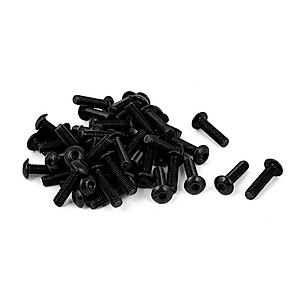 uxcell M5x20mm 10.9 Alloy Steel Button Head Hex Socket Cap Screw Bolt Black 50pcs