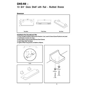 MODONA Glass Wall Shelf with Rail – Rubbed Bronze – 5 Year Warrantee