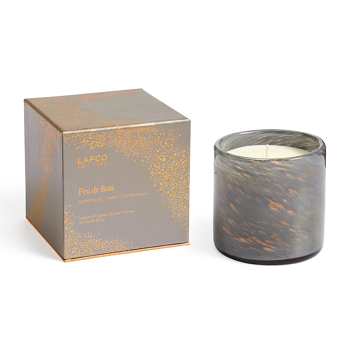LAFCO New York 2024 Holiday Signature Candle, Limited Edition Holiday Feu de Bois - 15.5 oz - 90-Hour Burn Time - Reusable, Hand Blown Glass Vessel - Made in The USA