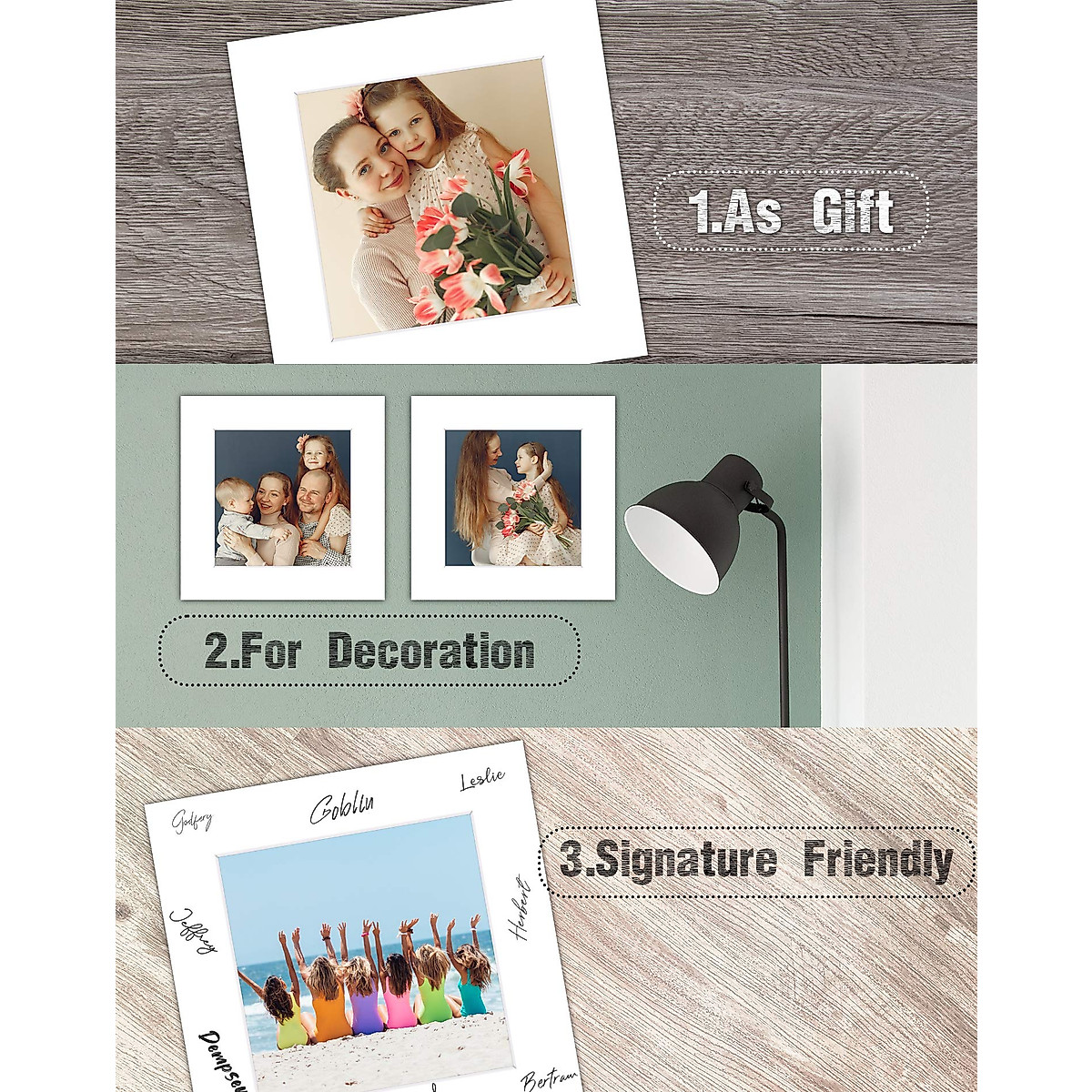 Golden State Art, Pack of 10, 12x12 White Picture Mats Mattes with White Core Bevel Cut for 8x8 Photo