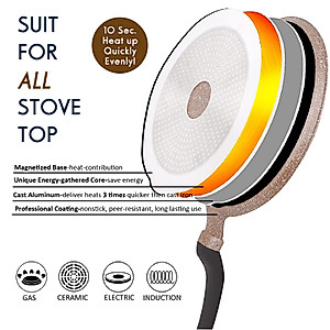 DIIG Non Stick Crepe Pan 11 Inch with Spreader Spatula, No Stick Pancake Pan for Cooking, Brown Griddle for Frying Egg, Steak, Crepe Cake, Omelette Pan with Induction Bottom