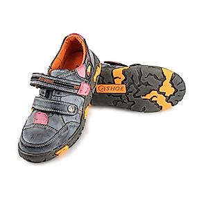 CHSHOER Women's Walking Leather Shoes Hook and Loop Casual Shoes(Black,9.5)