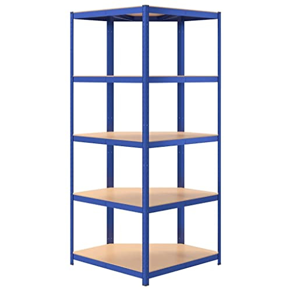 vidaXL 5-Layer Corner Shelf in Blue - Steel & Engineered Wood Material - Ideal for Residential and Commercial Storage - Meets California Proposition 65 Standards