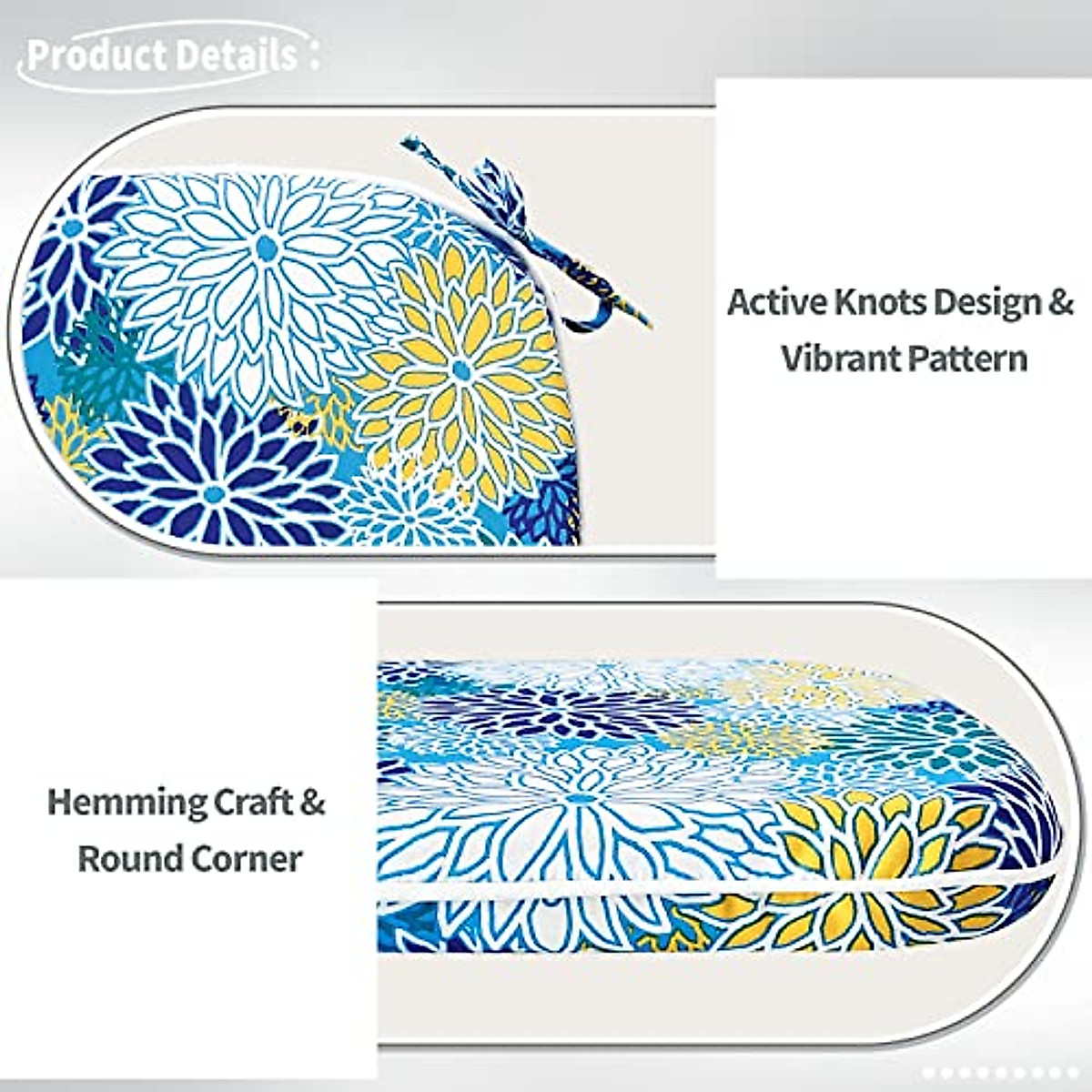 TWLEAR Indoor/Outdoor Chair Cushions 16x17 inch, Patio Chair Pads with Ties, All Weather Seat Cushions for Patio Funiture Home Garden Chair Use, Set of 2, Dahlia Blue