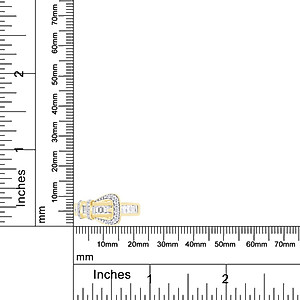 Jewel Zone US White Cubic Zirconia Belt Buckle Fashion Ring in 14k Yellow Gold Over Sterling Silver