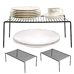 ARCCI Kitchen Cabinet Shelf Organizer Set of 3, Large (15.7 x 9.4 inch) Rustproof Metal Wire Pantry Storage Shelves, Dish Plate Racks for Cabinets, Freezer, Counter, Cupboard Organizers and Storage