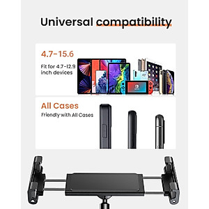 LISEN for iPad Stand for Desk Portable Monitor Stand Adjustable Tablet Stand, Thick Case Friendly iPad Pro Holder Fits(4.7"-15.6") iPad Pro 12.9/10.9/10.2 Air Mini 4 3 2 Fire Tab Nexus Kindle, Black