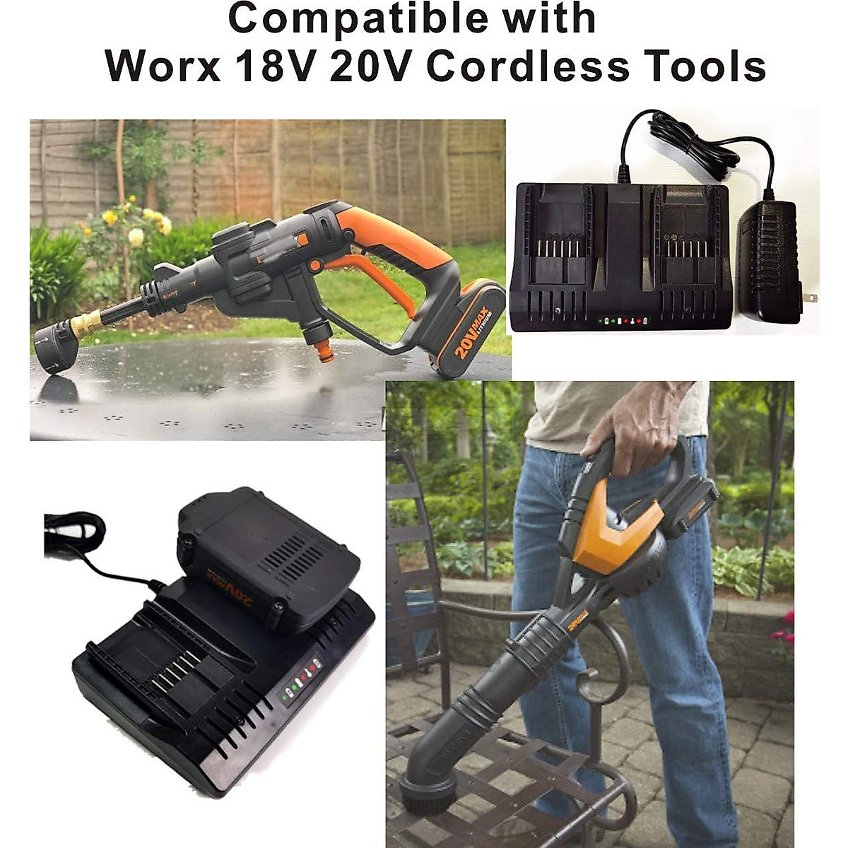 ANOITD WA3875 Replace Worx 20v Lithium Battery Charger Compatible with Worx 20v Batteries Wa3757 Wa3578 WA3525 Wa3522 WA3544 …