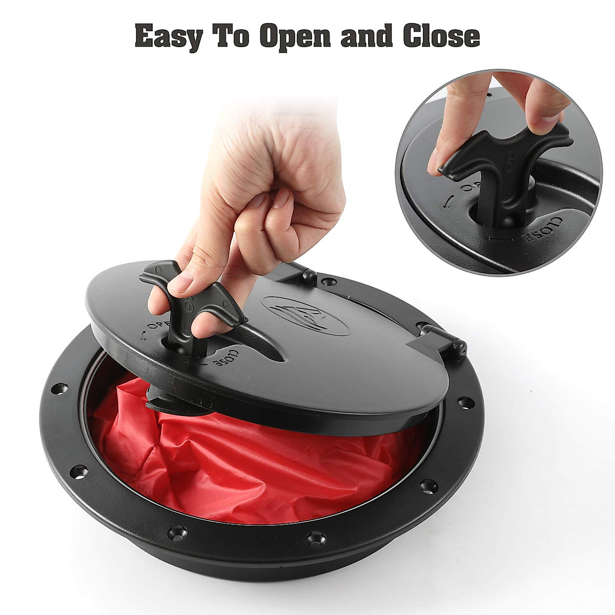 Anndason 8'' Black Deck Plate Kit Deck Hatch with Storage Bag for Fishing Kayak Boating