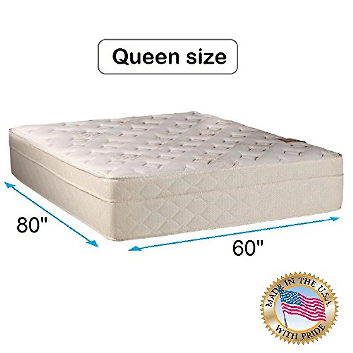 Beverly Hills Firm Foam Encased Eurotop (Pillow Top) Mattress Only (Queen 60"x80"x13") Sleep System with Enhance Support- Fully Assembled, Knit Cover, Orthopedic by Dream Solutions USA