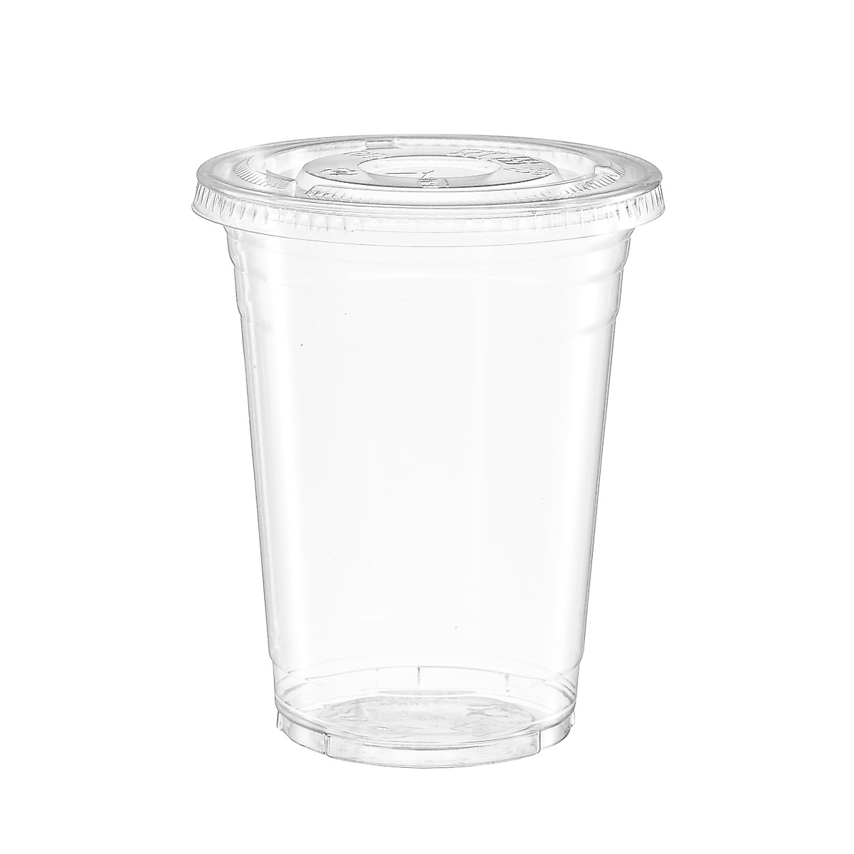 Comfy Package [100 Sets] 16 oz. Crystal Clear Plastic Cups With Flat Lids