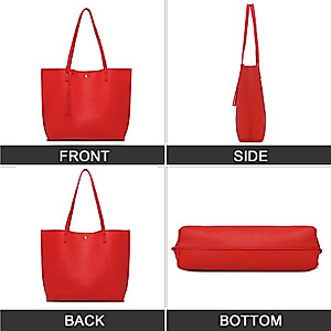 Lieseh Women's Bohemian Tote Bag for Shoulder and Hand with Inner Pocket (Bright Red Ribbon)