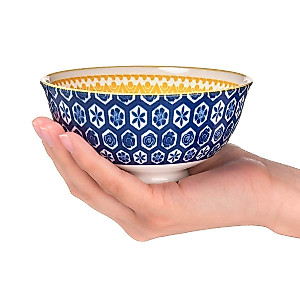 Annovero Cereal Bowls, Dessert Bowls. Cute and Colorful Porcelain Dishes for Kitchen, Microwave and Oven Safe. Bundle