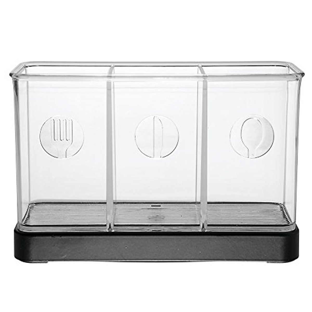 iDesign Forma Decorative Countertop Flatware Organizer - 7.4" x 2.6" x 4.75", Matte Black/Clear