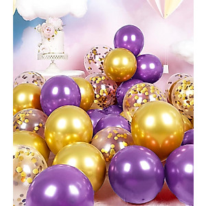 Graduation Decorations Purple Gold 2024/Purple Gold Balloons/Purple Graduation Party Decorations VIKINGS NYU LSU/Birthday Party Decorations for Women Purple Gold/Eid Mubarak Decorations