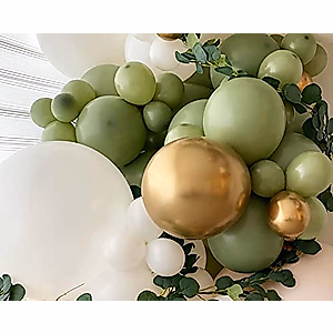 Oopat DIY Sage Green and White balloon Garland Arch Kit for Baby Shower Bridal Shower Wedding Birthday Hen Party Christmas Decoration (Sage Green)