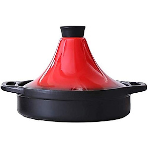 JINXIU Casserole Lead Free Cooking Tagine, Home Cookware Pot Hand Made and Hand Painted Tagine Pot Ceramic Pots for Different Cooking Styles (Color : Red)