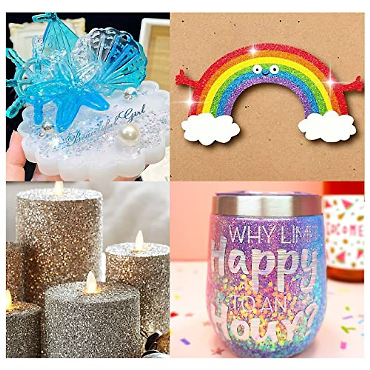 Holographic Chunky Glitter, Rose Gold Glitter, Chunky Mix Glitter, Poly Holographic Chunky Mix Glitter for Resin, DIY, Body & Nail Art Decoration