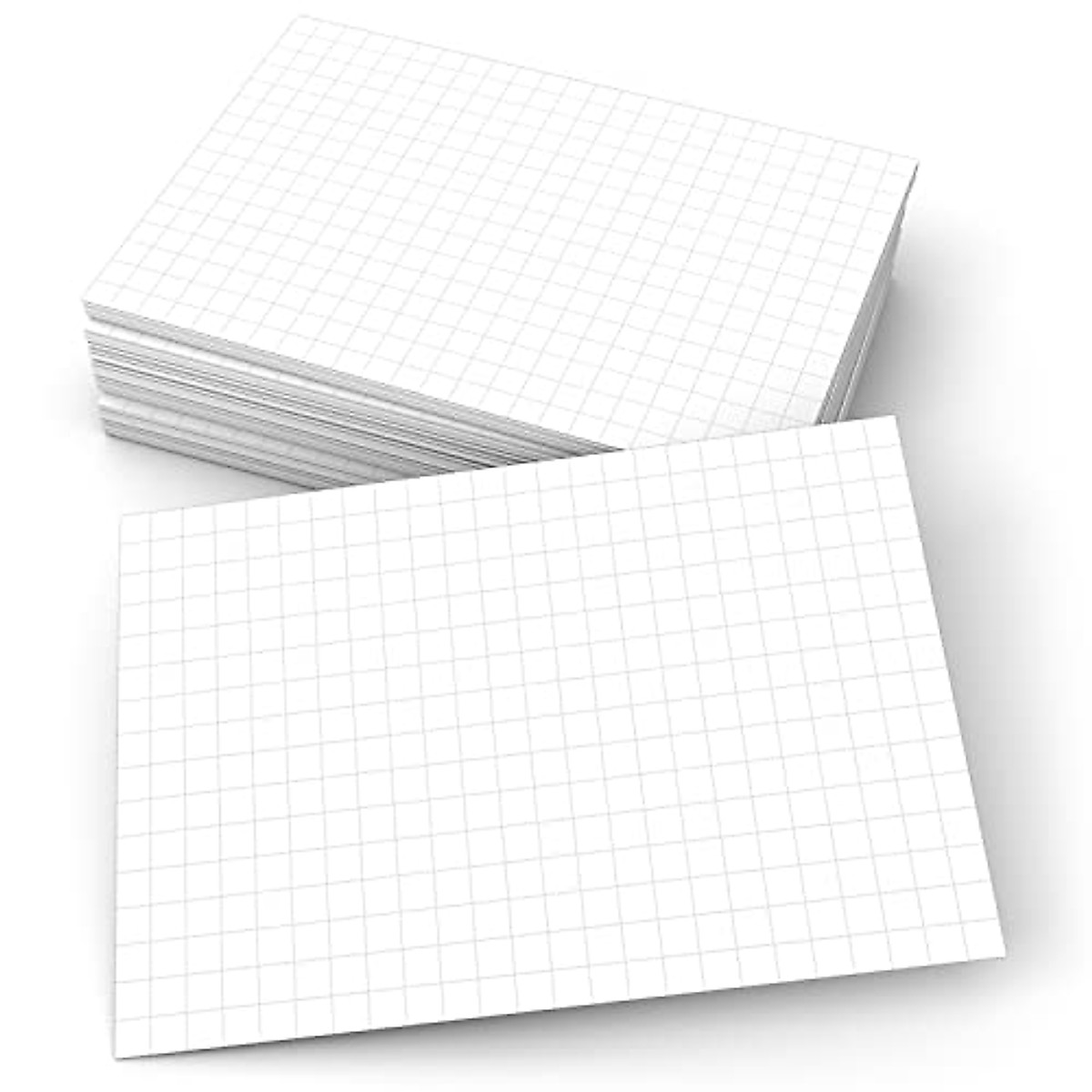 321Done Grid Index Cards (Set of 50) 4" x 6", Graph-Ruled 0.25" Double-Sided, Thick Cardstock, Made in The USA, White