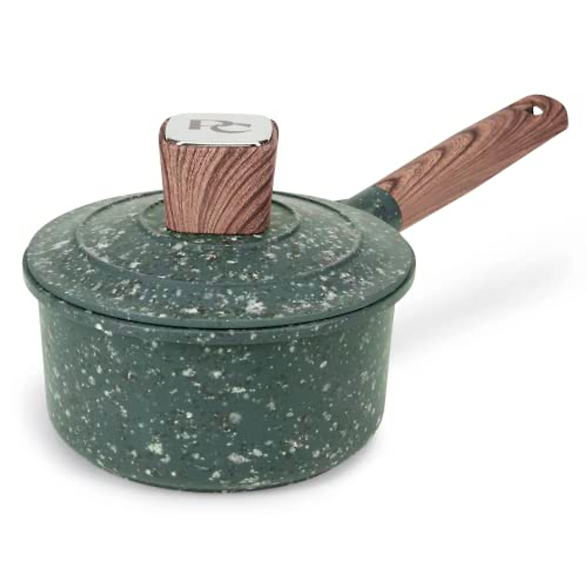 PHANTOM CHEF 1.5 QT Saucepan with Granite finish & Lid | PFOA Free | Small Nonstick 1.5 Quart Sauce Pot | Induction Compatible | Dishwasher & Oven Safe | Stay-Cool Handle | Easy to Clean (Green)