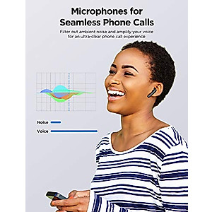 omthing True Wireless Earbuds, TWS Bluetooth 5.0 Headphones Stereo Sound Earphones, 4 ENC Mic, 25H Playtime Wireless Earbuds Sweatproof Sports Earphone, Suitable for Exercise/Driving/Home Office