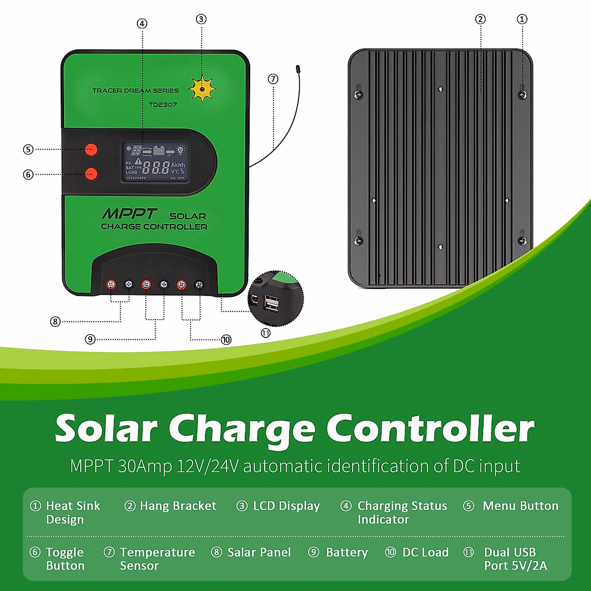 Beleeb Bluetooth MPPT Solar Charge Controller-Solar Panel Regulator fit for Gel Sealed Flooded EFB and Lithium Battery-MPPT 75V 30 amp 12/24 Volt
