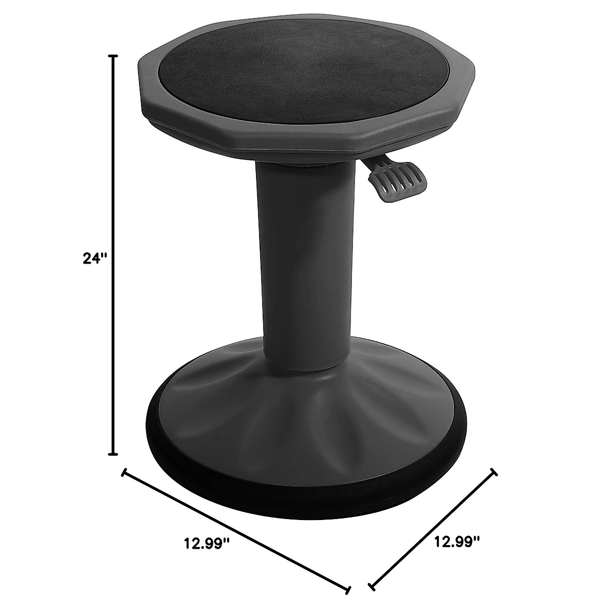 Pearington SitFree Height Adjustable Wobble Stool, Active Flexible Seating Chair for Kids and Adults - School and Office, Black