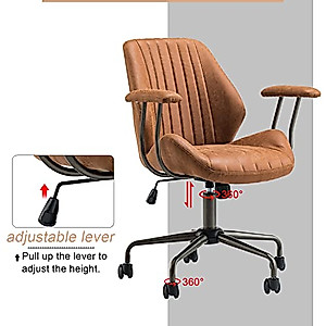 ovios Home Office Desk Chairs Ergonomic Office Chair Modern Computer Desk Chair Suede Fabric Desk Chair for Executive Home Office (Light Brown)