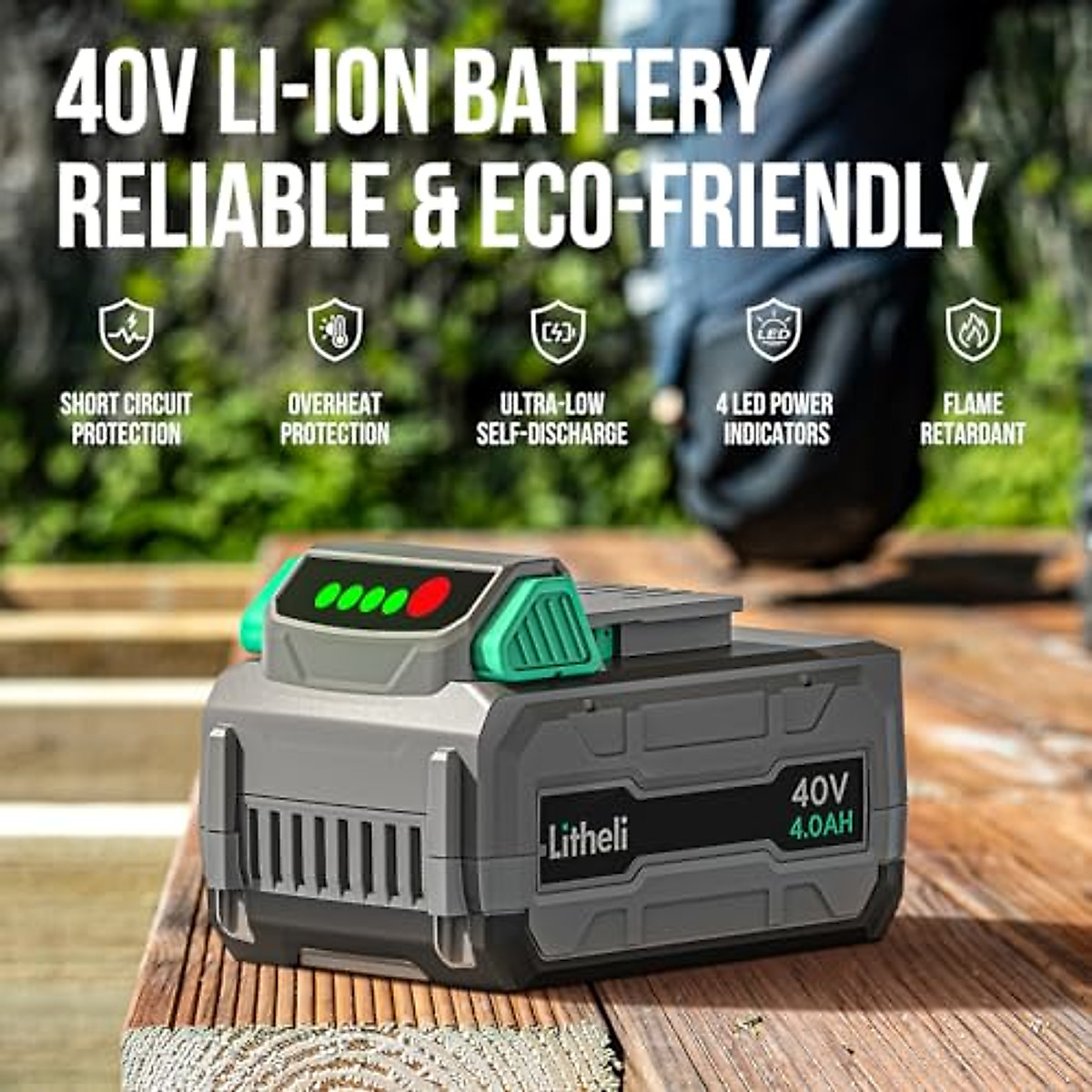 Litheli 40V 4.0AH Lithium Ion Battery Pack,Only for Litheli 40V Tools.