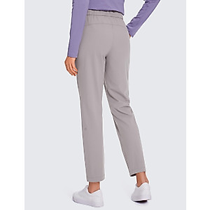 CRZ YOGA Womens 4-Way Stretch Ankle Golf Pants - 7/8 Dress Work Pants Pockets Athletic Travel Casual Lounge Workout Dark Chrome Small