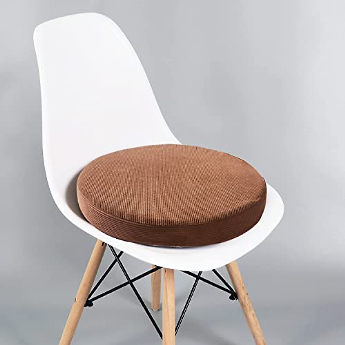 Big Hippo Memory Foam Chair Pads Round Chair Cushions Non Slip Seat Cushion for Dning Room Kitchen Bar Stool, Brown 16"