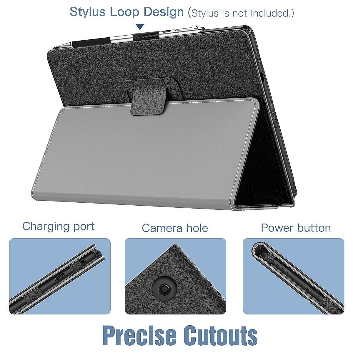 TiMOVO Case for All-New Kindle Fire HD 10 & Fire HD 10 Plus Tablet (10.1", 11th Generation, 2021 Release), Slim Folding PU Leather Stand Cover Case with Auto Wake/Sleep, Black