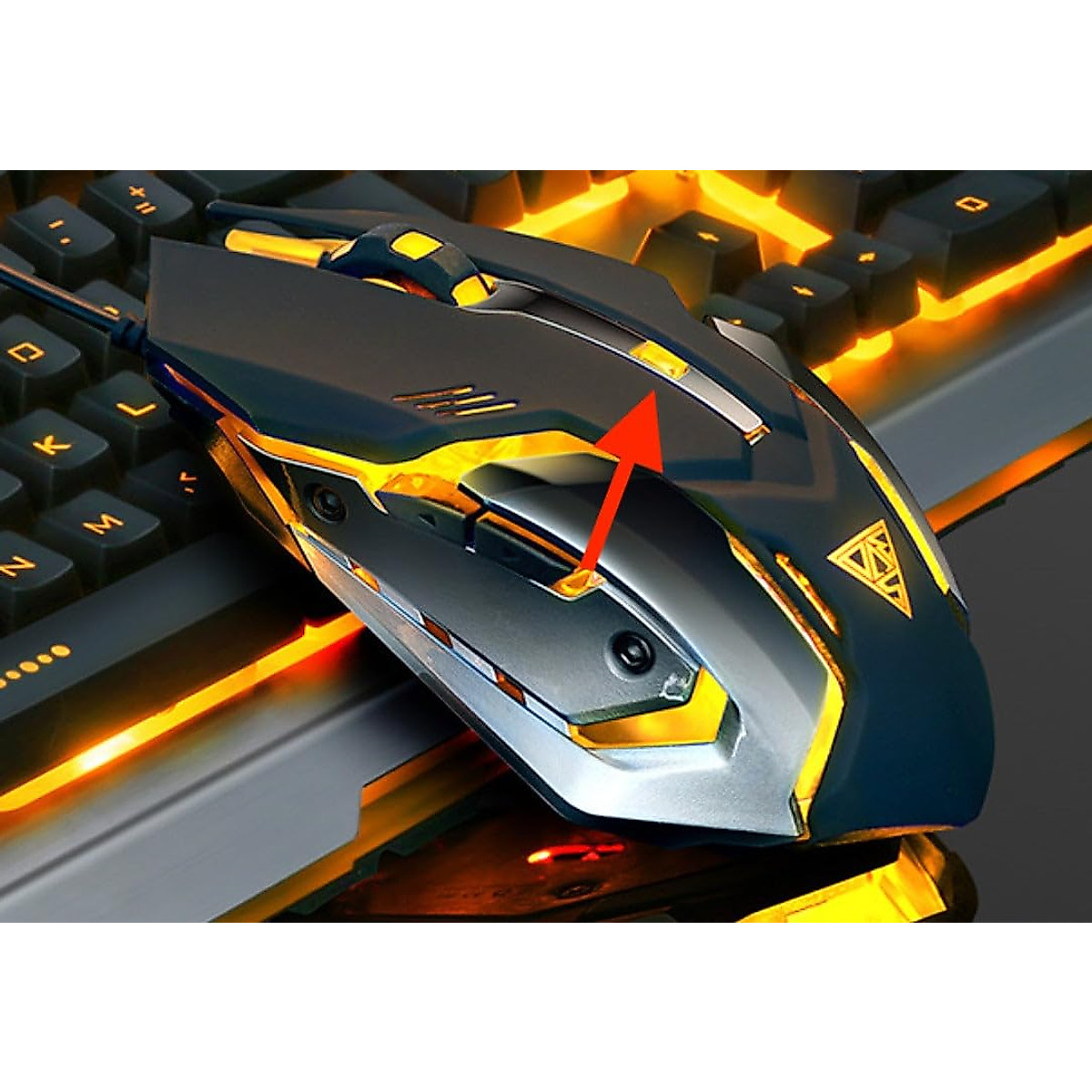 Ninja Dragon Premium Metal Frame Tungsten Gold Mechanical Gaming Keyboard and Mouse Set