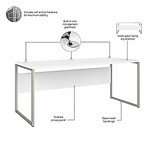 Bush Business Furniture Office Table with Open Metal Leg Design and Privacy Panel | Hybrid Large Computer Desk for Home Office | 72Wx30Lx30H