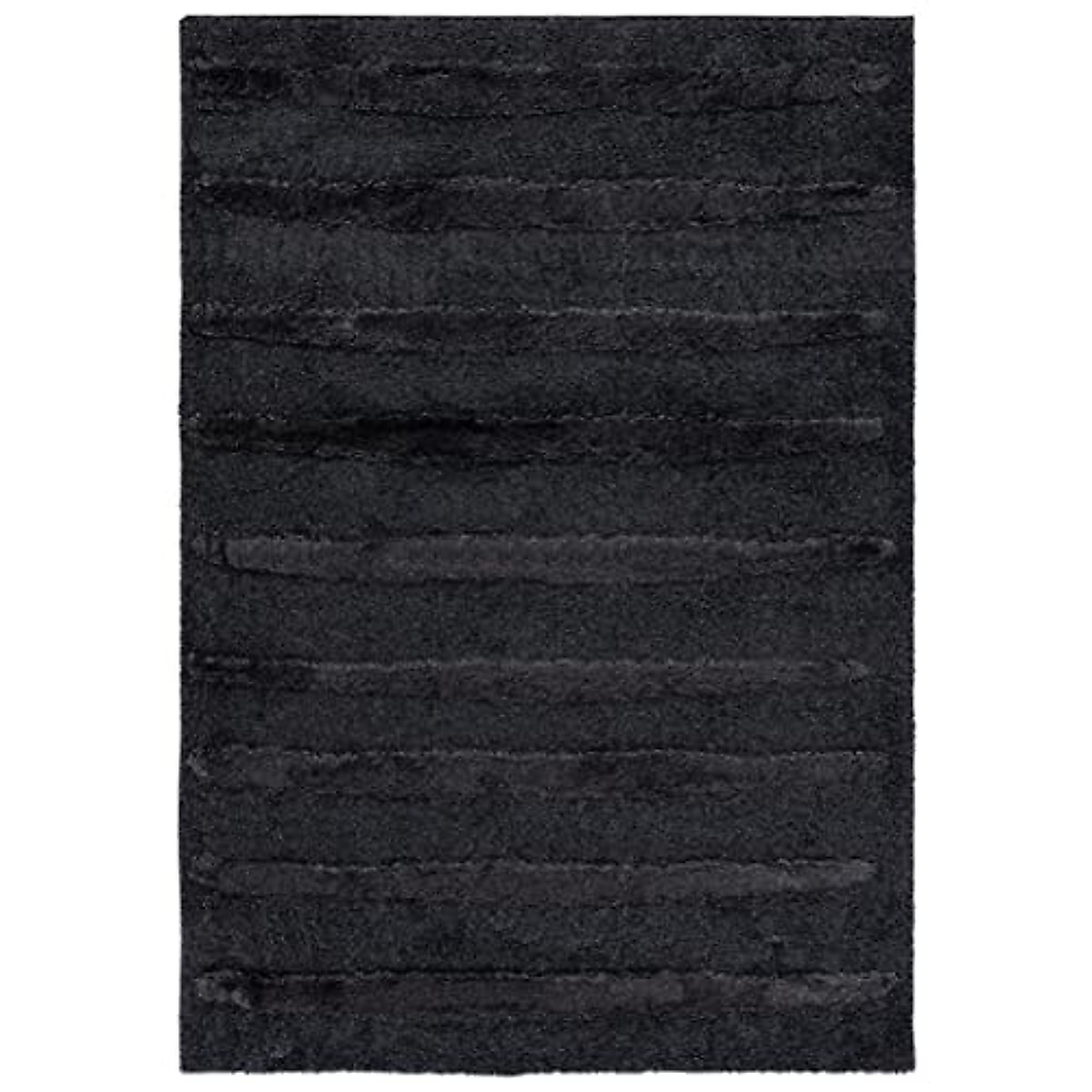 SAFAVIEH Hi-Lo Shag Collection Area Rug - 8' x 10', Charcoal, Modern Stripe Textured Design, Non-Shedding & Easy Care, 1.6-inch Thick Ideal for High Traffic Areas in Living Room, Bedroom (HLS202H)