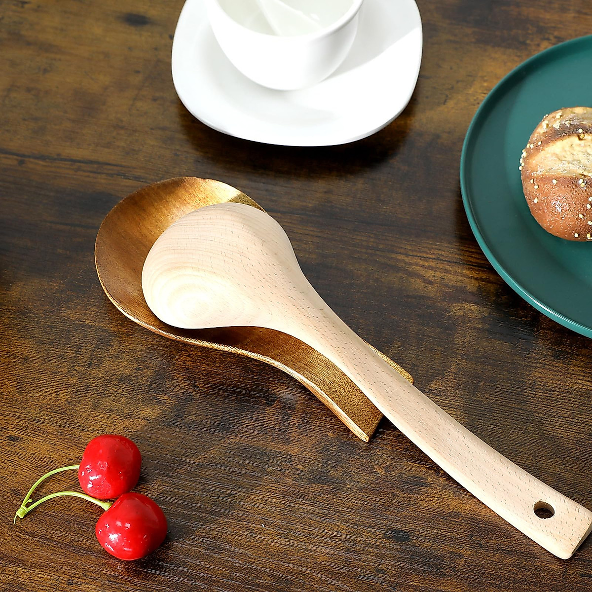 Wooden Spoon holder, Boho Spoon Rest for Stove Top Spatula Holder Wood Spoon Rest Larger Farmhouse Utensil Rest for Kitchen Counter Decoration Bamboo Cooking Spoon Holder for Spatula,Spoon,Tong,Brush