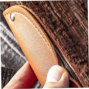 Zerodeko Glamping Accessories 4 Pcs Leather Sashimi Case Butcher Sleeve Chef Guard Blade Shield Shop Knives Long Guards Leather Sheath Cutter Cover for Restaurant Luxury Tool Pruner