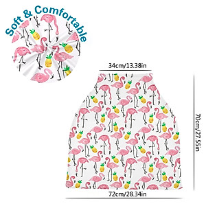 Nursing Cover Breastfeeding Scarf Pink Flamingo Pineapple- Baby Car Seat Covers, Stroller Cover, Carseat Canopy(8ue9a)